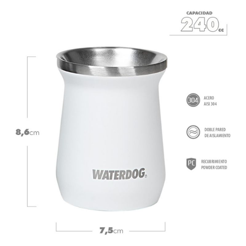 Mate Waterdog Zoilo 240 ml Blanco - Devoto Camping