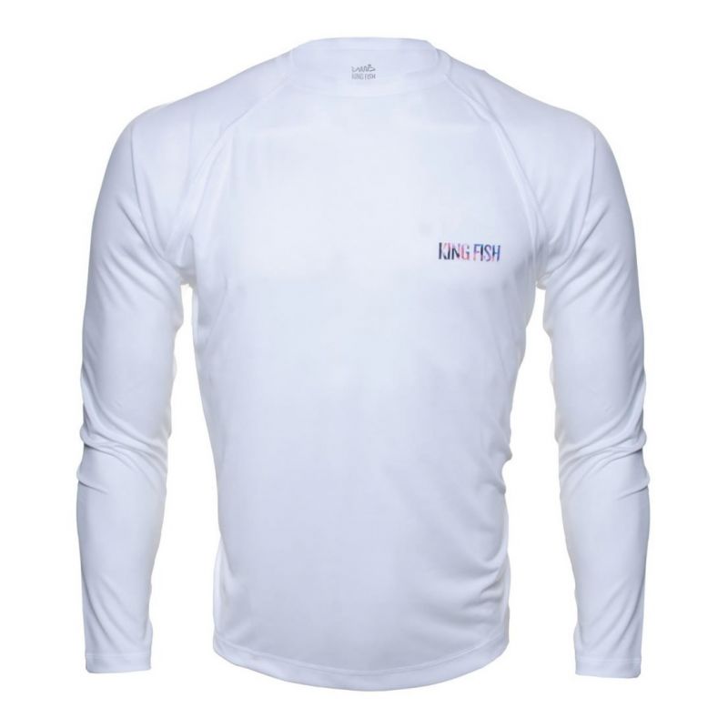 Remera Proteccion Uv Lisa Cuello Redondo King Fish Blanco - Devoto Camping