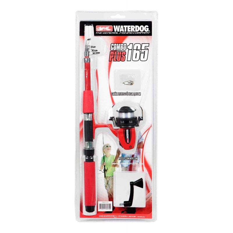 Combo de pesca Waterdog principiante 1,65 m en blister + Reel + Nylon ...